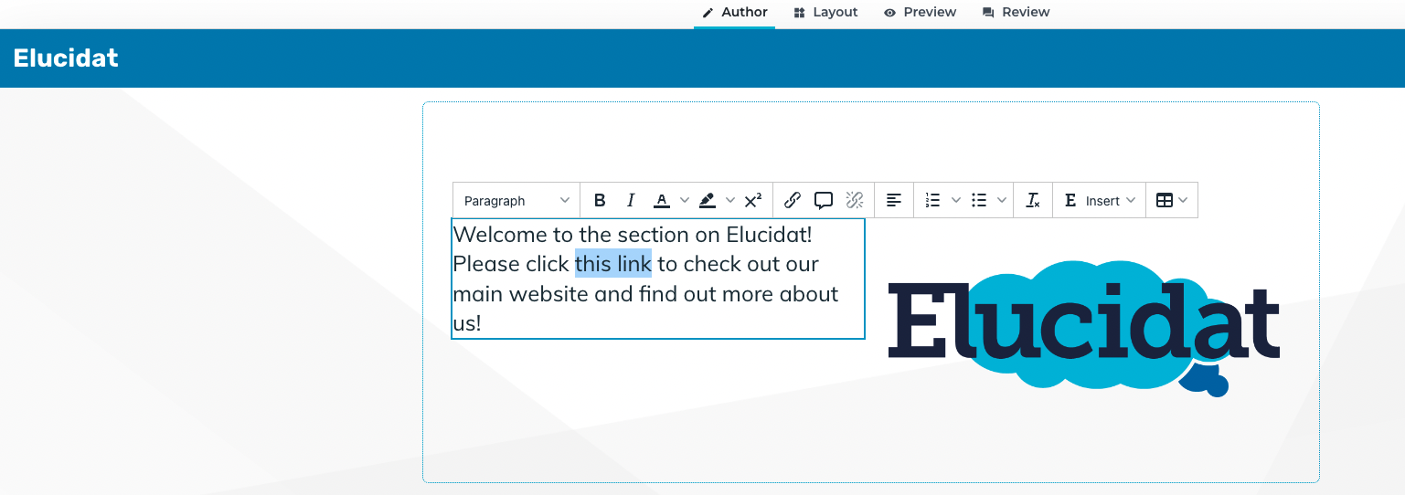 Adding Links To Text Elucidat